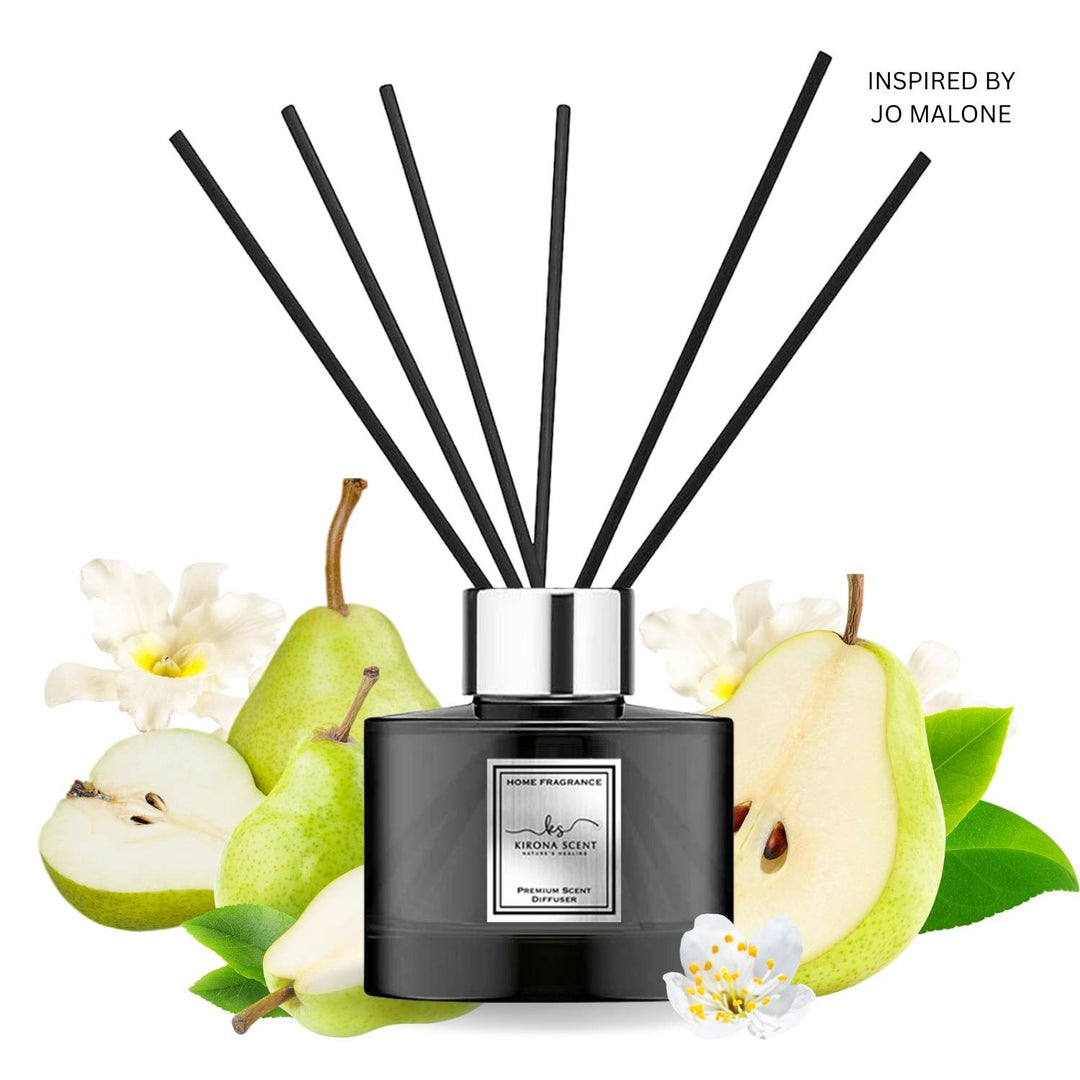 English Pear & Freesia Luxe Reed Diffuser (Black) – Kirona Scent